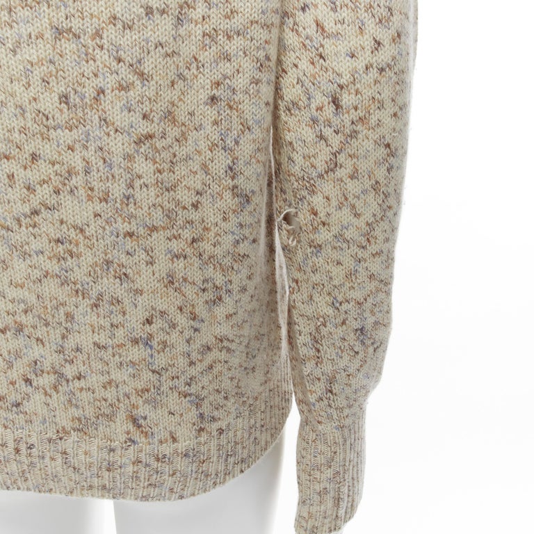 YVES SAINT LAURENT YSL logo speckle grey 100% cashmere cardigan M For ...