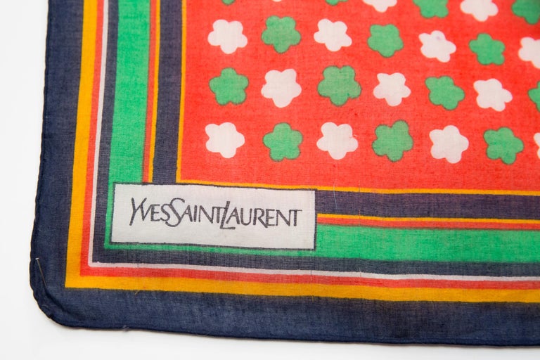 Yves Saint Laurent YSL Multicolor Cotton Scarf For Sale at 1stDibs