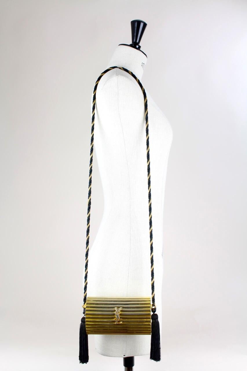 Yves Saint Laurent Ysl Opium Gold Metal Tassel Minaudière Box Bag