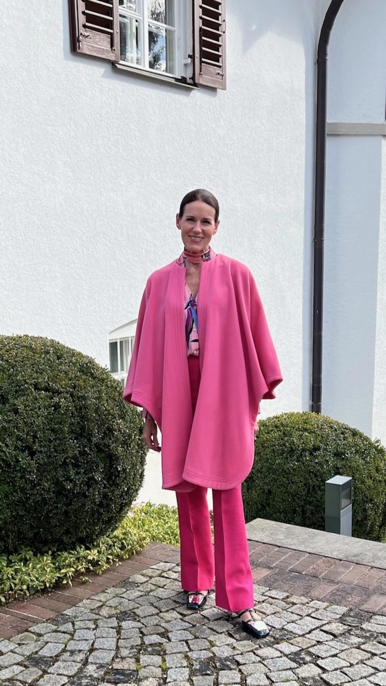 YVES SAINT LAURENT YSL Pink Pure Wool Cape or Wrap, 1980s at 1stDibs