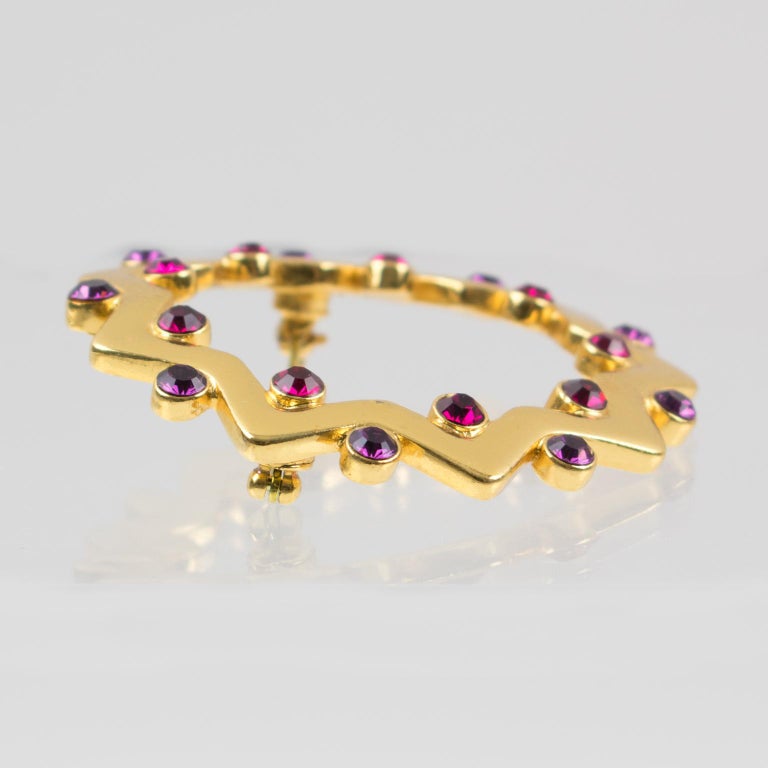 Yves Saint Laurent YSL Purple and Red Jeweled Pin Brooch For Sale at ...