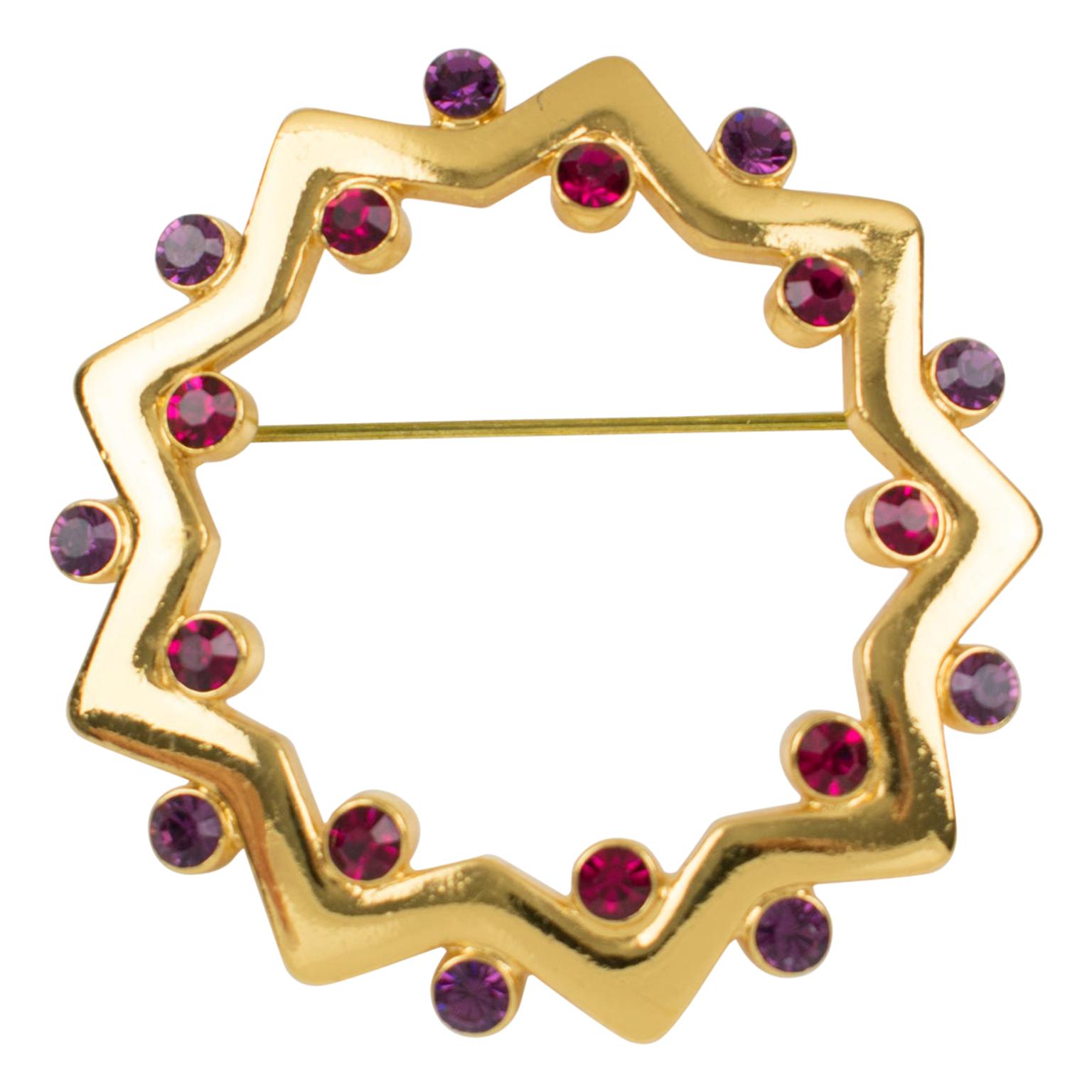 Yves Saint Laurent YSL Paris Signed Gilt Metal Pin Brooch Floral Design ...