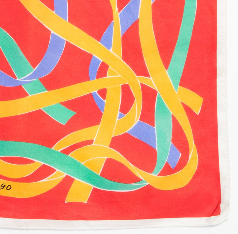 Yves Saint Laurent YSL Red Ribbons Tokyo 1990 Silk Scarf For Sale at ...