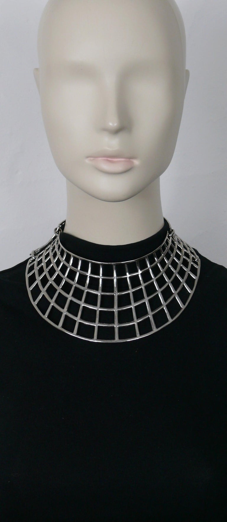 YVES SAINT LAURENT YSL Grid Choker Necklace For Sale at 1stDibs