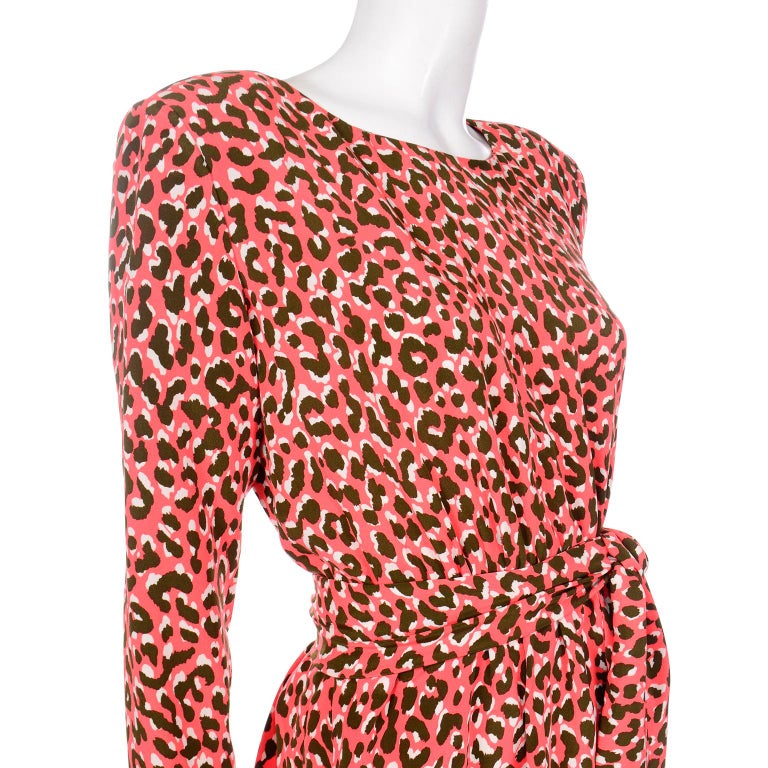 Yves Saint Laurent YSL Vintage 1989 Orange Animal Print Runway Dress ...