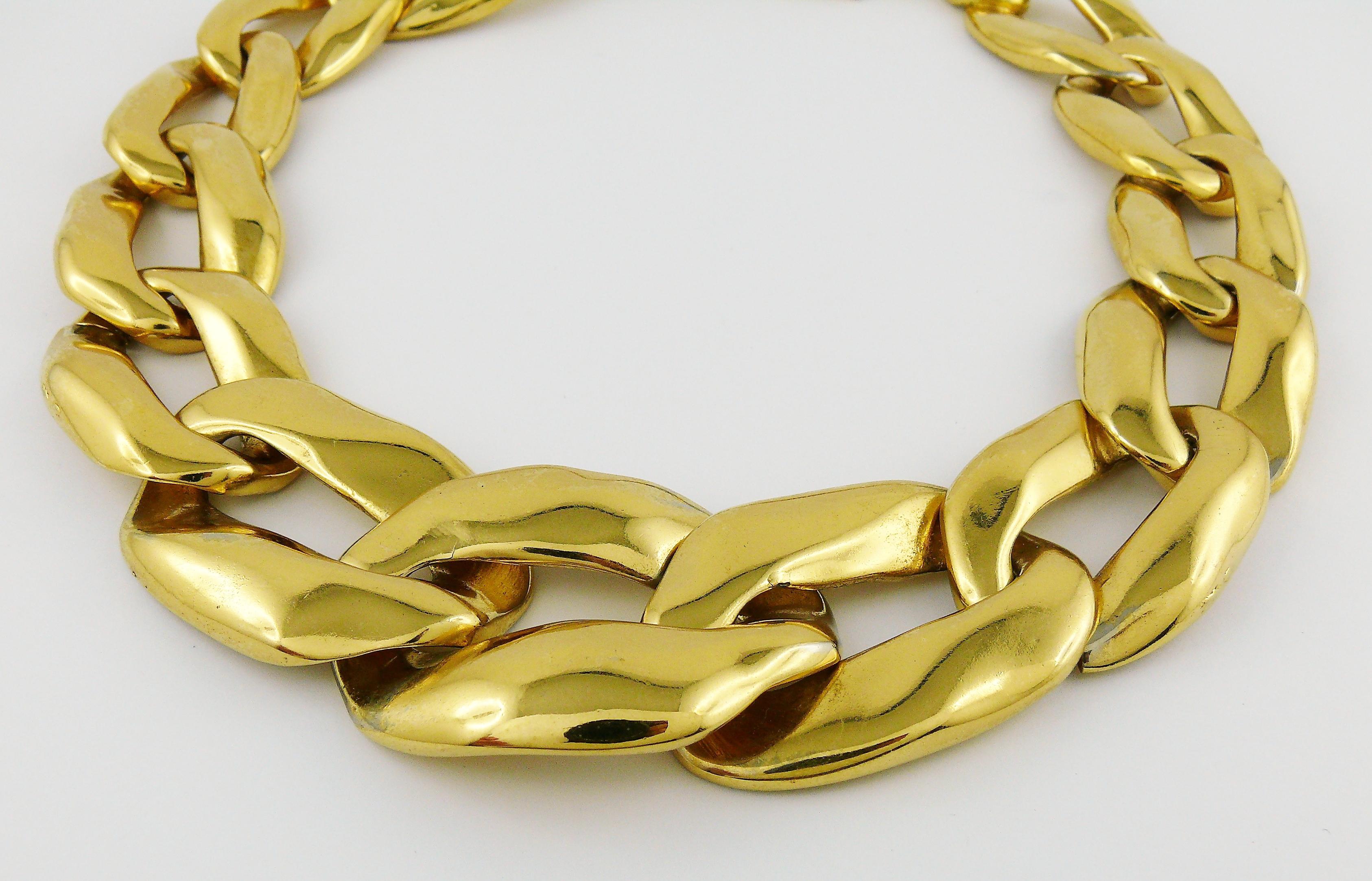 Yves Saint Laurent YSL Vintage Athos Iconic Gold Toned Curb Chain ...