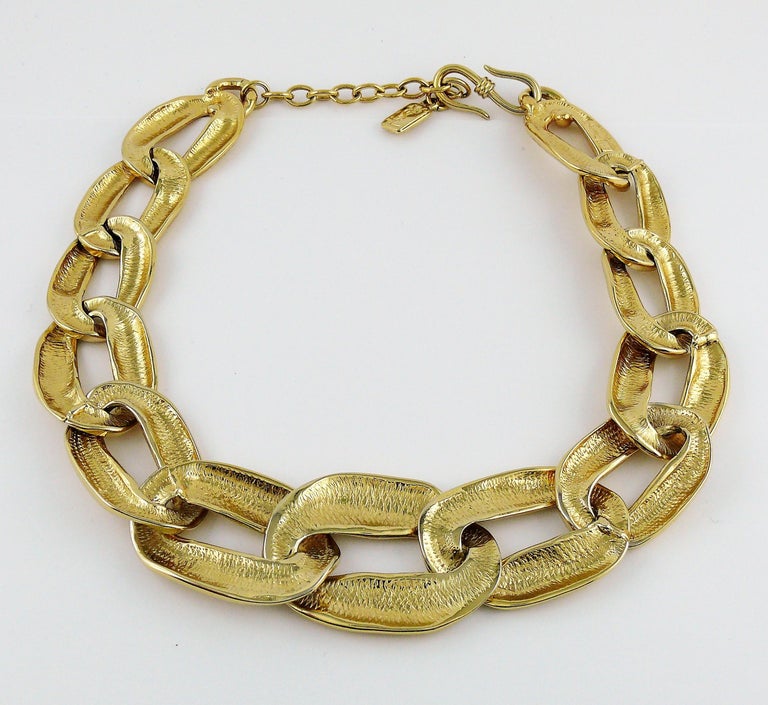Yves Saint Laurent YSL Vintage Athos Iconic Gold Toned Curb Chain ...