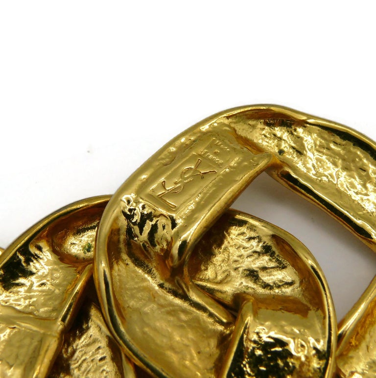 YVES SAINT LAURENT YSL Vintage Chunky Gold Tone Curb Chain Necklace For ...