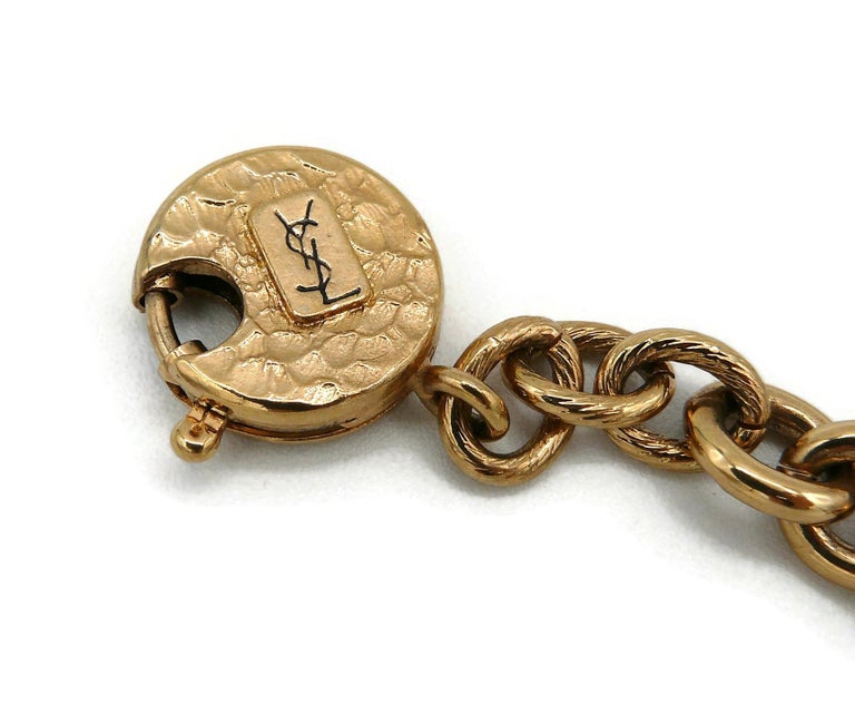 Yves Saint Laurent YSL Vintage Coin Charms Orange Resin Drops Necklace ...