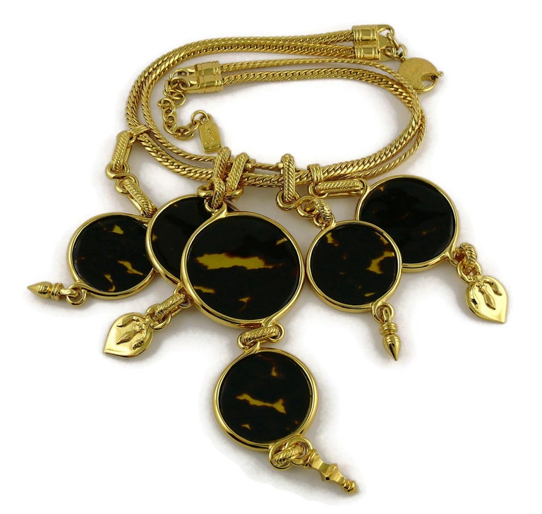 Yves Saint Laurent YSL Vintage Faux Tortoise Shell Discs Statement ...