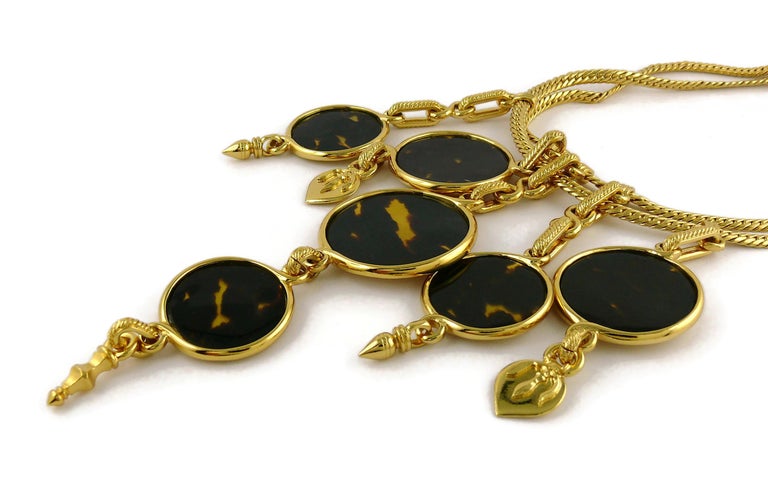 Yves Saint Laurent YSL Vintage Faux Tortoise Shell Discs Statement ...