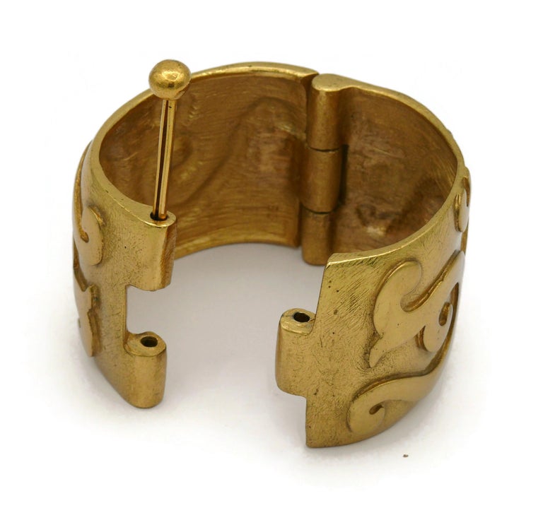 YVES SAINT LAURENT YSL Vintage Gold Tone Arabesques Cuff Bracelet For ...