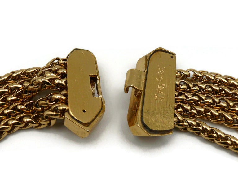 YVES SAINT LAURENT YSL Vintage Gold Tone Multi-Strand Chain Necklace ...