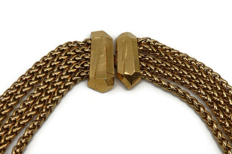 YVES SAINT LAURENT YSL Vintage Gold Tone Multi-Strand Chain Necklace ...