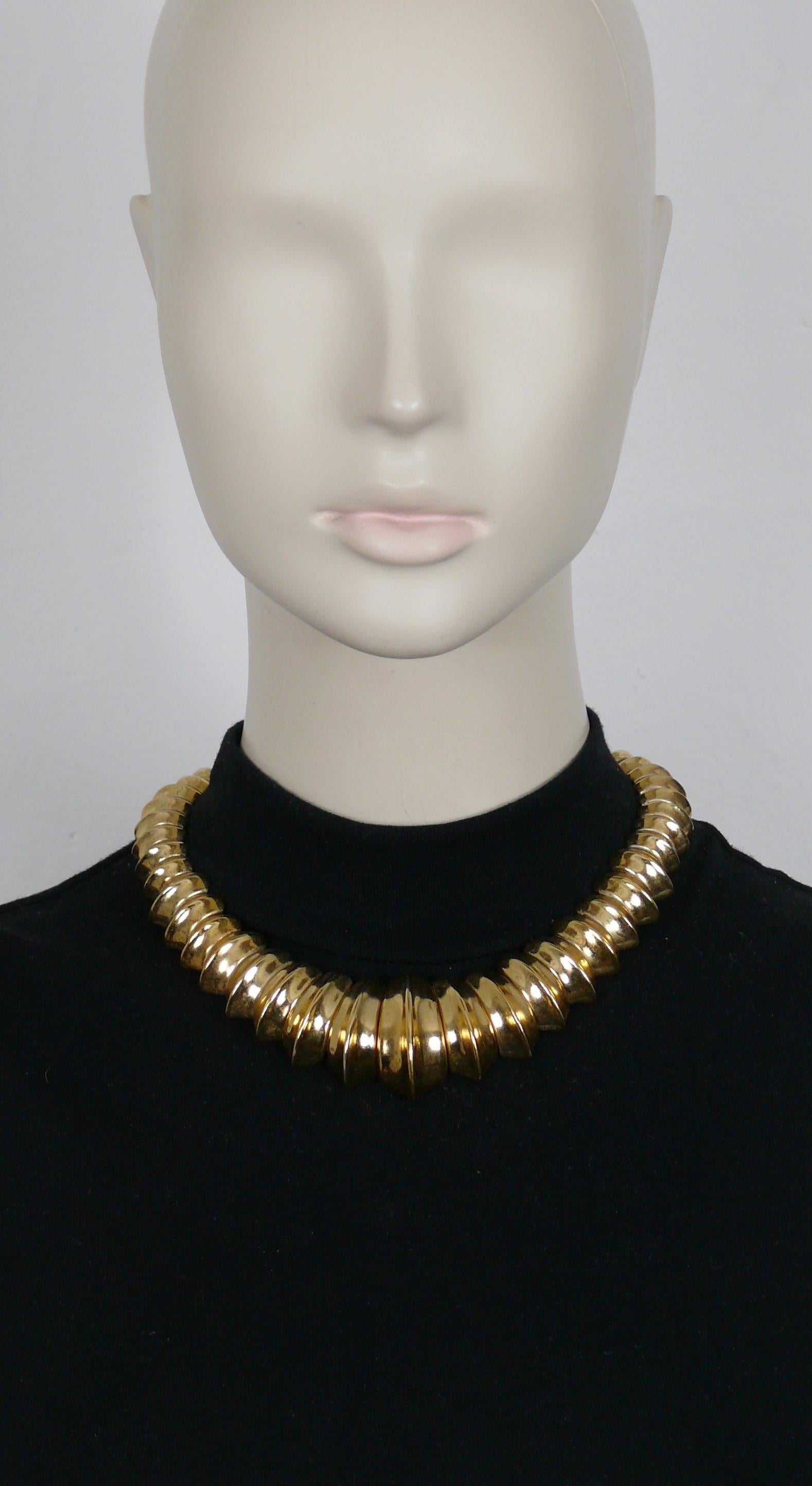 YVES SAINT LAURENT YSL Vintage Gold Tone Reptile Scale Necklace at 1stDibs