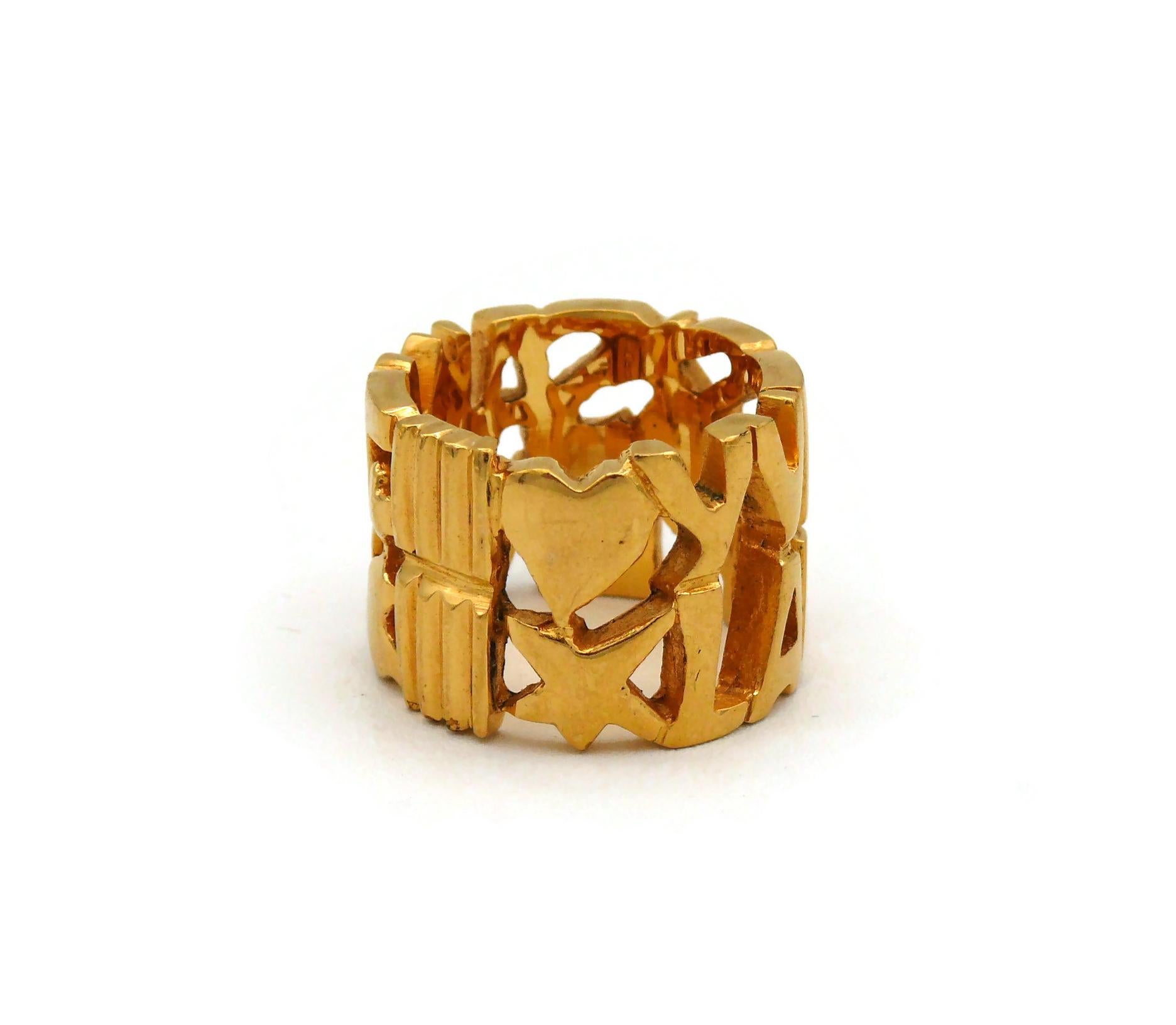 YVES SAINT LAURENT YSL Vintage Gold Tone Signature Ring For Sale at ...