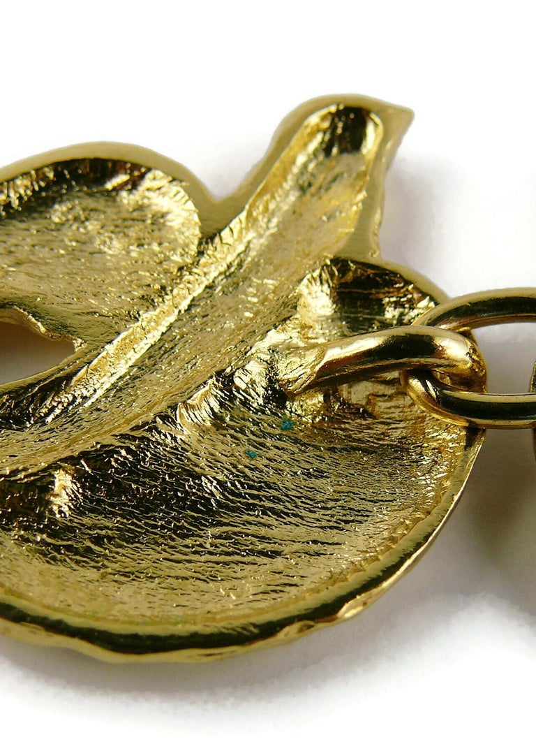 Yves Saint Laurent YSL Vintage Gold Toned Bird Necklace For Sale at 1stDibs