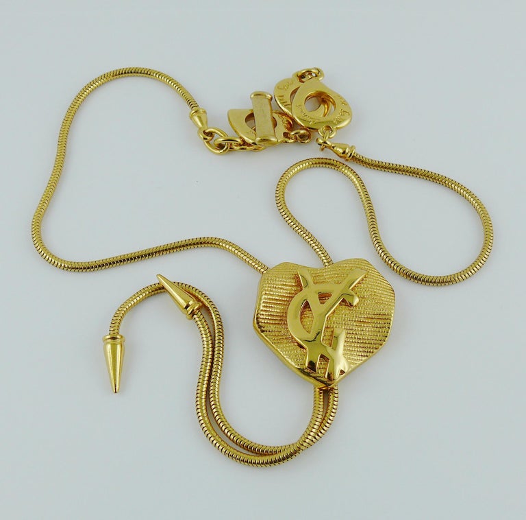 Yves Saint Laurent YSL Vintage Gold Toned Logo Heart Snake Chain ...