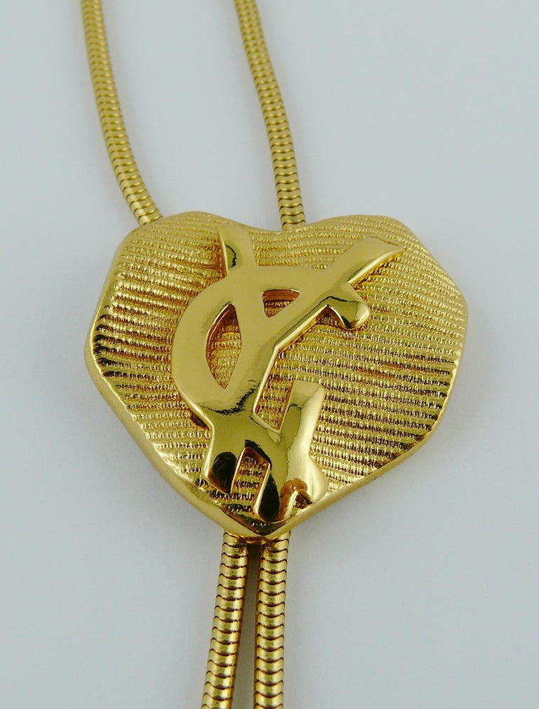 Yves Saint Laurent YSL Vintage Gold Toned Logo Heart Snake Chain ...