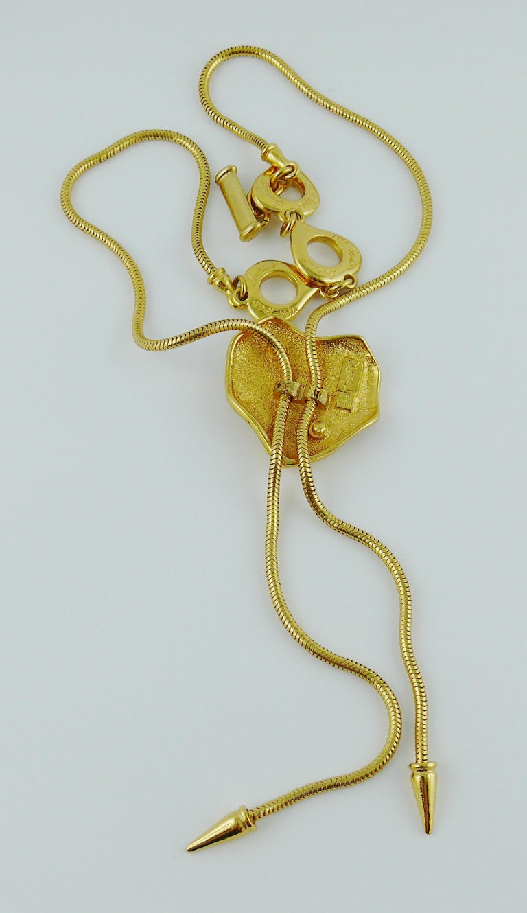 Yves Saint Laurent YSL Vintage Gold Toned Logo Heart Snake Chain ...