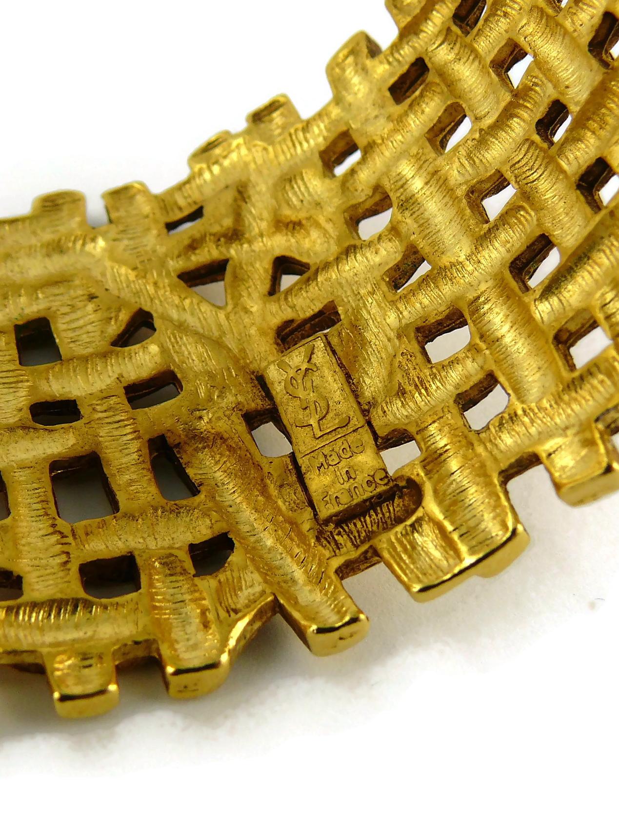 Yves Saint Laurent YSL Vintage Gold Toned Woven Cuff Bracelet at 1stDibs