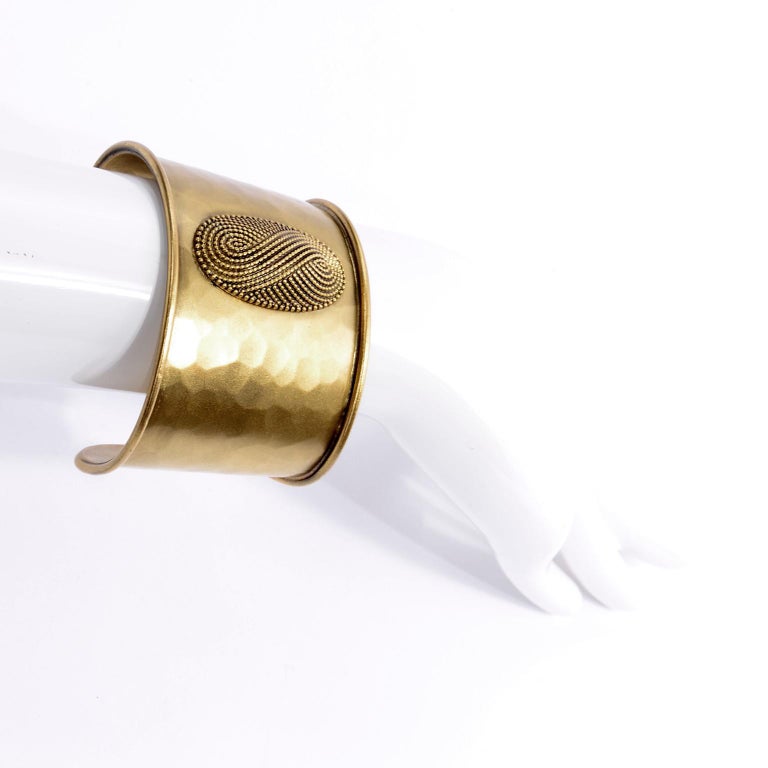 Yves Saint Laurent YSL Vintage Hammered Gold Cuff Bracelet at 1stDibs ...