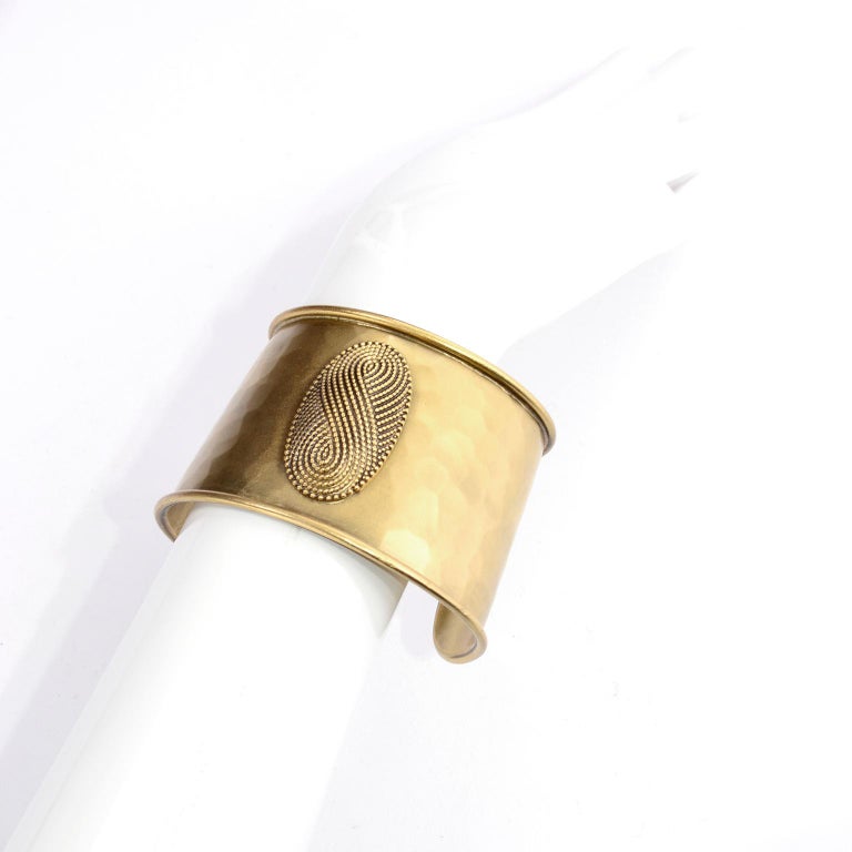 Yves Saint Laurent YSL Vintage Hammered Gold Cuff Bracelet at 1stDibs ...