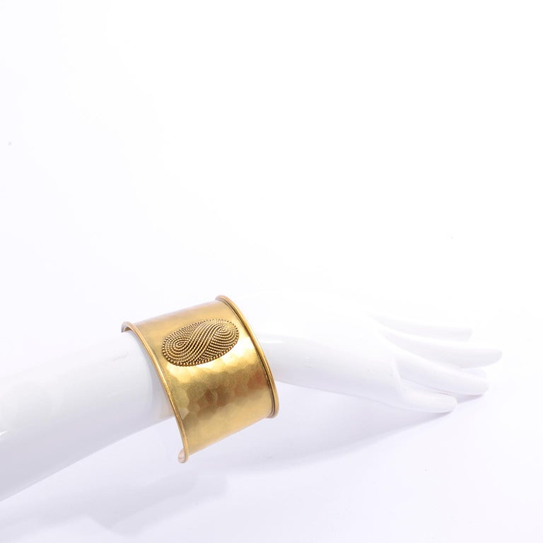 Yves Saint Laurent YSL Vintage Hammered Gold Cuff Bracelet at 1stDibs ...