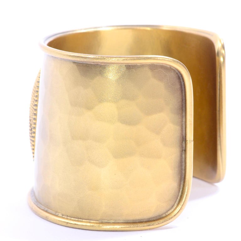 Yves Saint Laurent YSL Vintage Hammered Gold Cuff Bracelet at 1stDibs ...