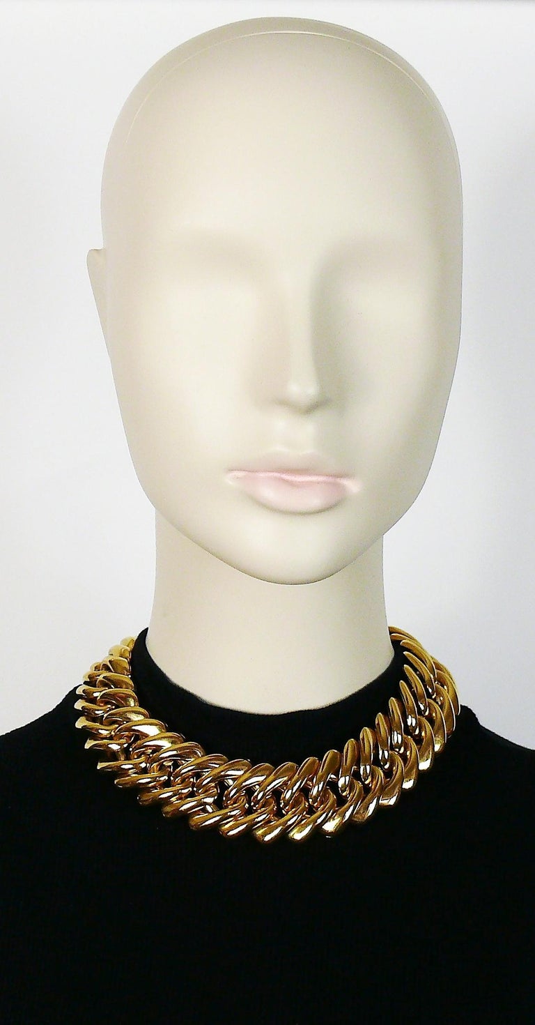 Yves Saint Laurent YSL Vintage Iconic Gold Toned Curb Chain Necklace at ...
