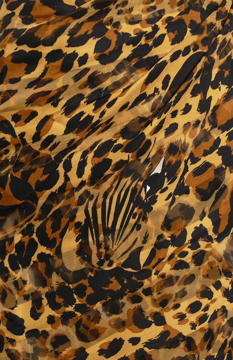 Yves Saint Laurent YSL Vintage Iconic Leopard Striped Sheer Print Stole ...