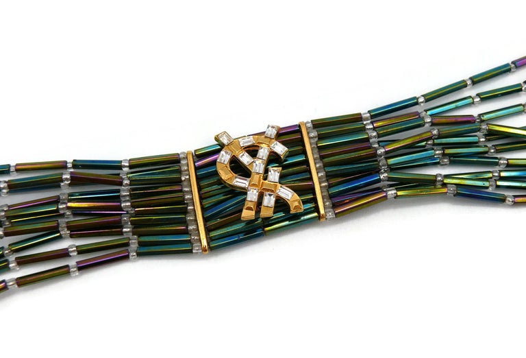 YVES SAINT LAURENT YSL Vintage Iridescent Choker Necklace For Sale at ...
