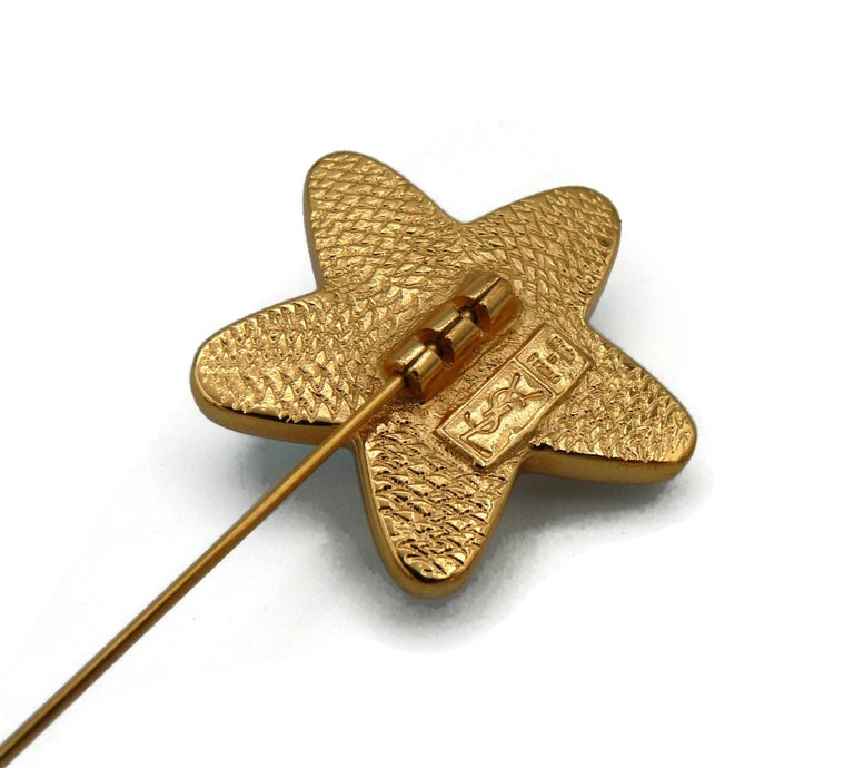 YVES SAINT LAURENT YSL Vintage Iridescent Star Lapel Pin at 1stDibs