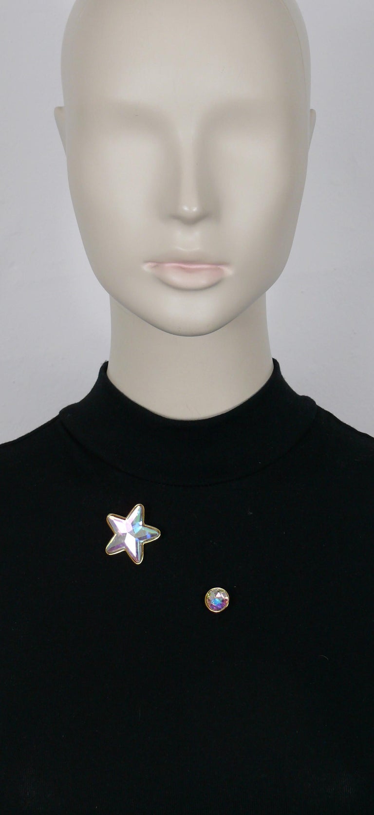 YVES SAINT LAURENT YSL Vintage Iridescent Star Lapel Pin at 1stDibs