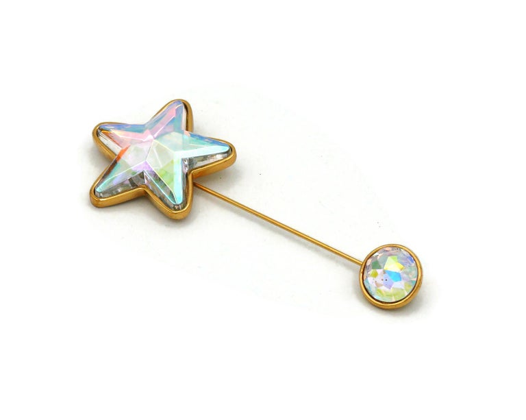 YVES SAINT LAURENT YSL Vintage Iridescent Star Lapel Pin at 1stDibs