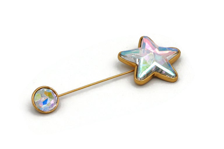 YVES SAINT LAURENT YSL Vintage Iridescent Star Lapel Pin at 1stDibs