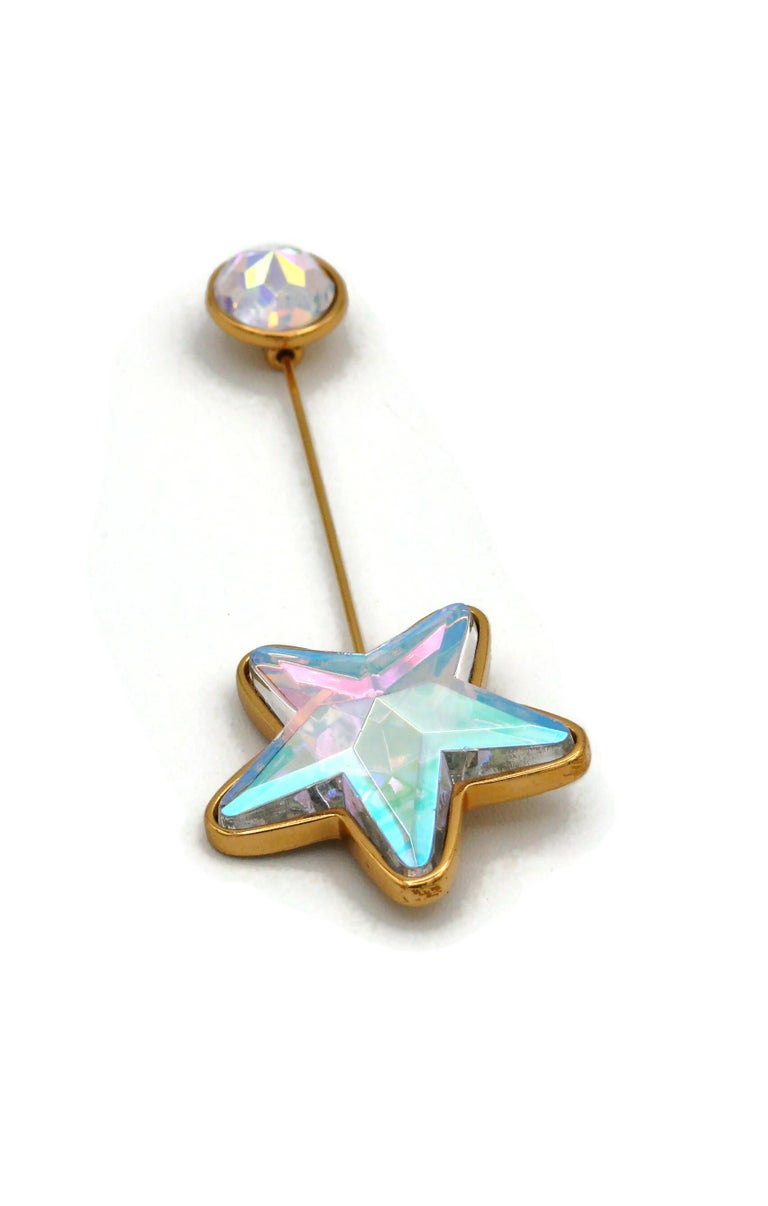 YVES SAINT LAURENT YSL Vintage Iridescent Star Lapel Pin at 1stDibs