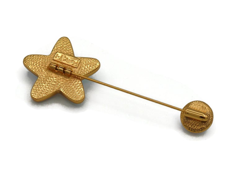 YVES SAINT LAURENT YSL Vintage Iridescent Star Lapel Pin at 1stDibs