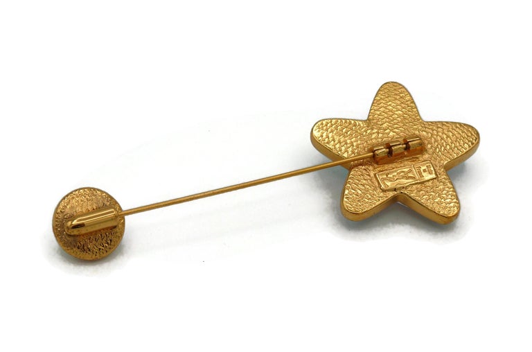 YVES SAINT LAURENT YSL Vintage Iridescent Star Lapel Pin at 1stDibs