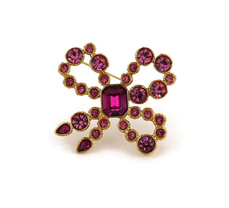 Yves Saint Laurent YSL Vintage Jeweled Bow Brooch For Sale at 1stDibs