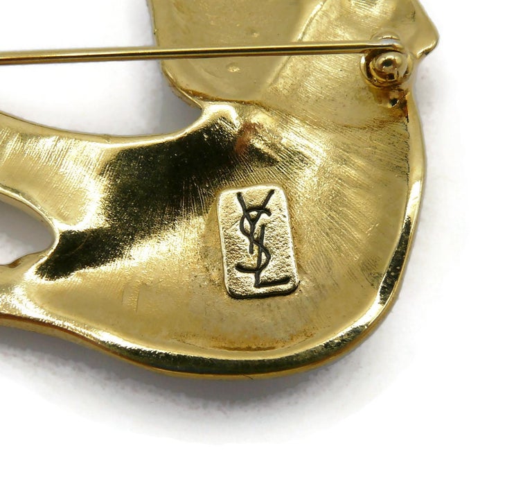 YVES SAINT LAURENT YSL Vintage Jewelled Bird Motif Brooch For Sale at ...