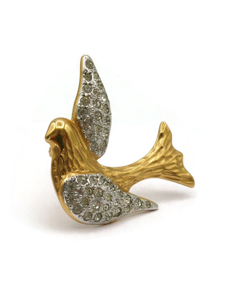 YVES SAINT LAURENT YSL Vintage Jewelled Bird Motif Brooch For Sale at ...