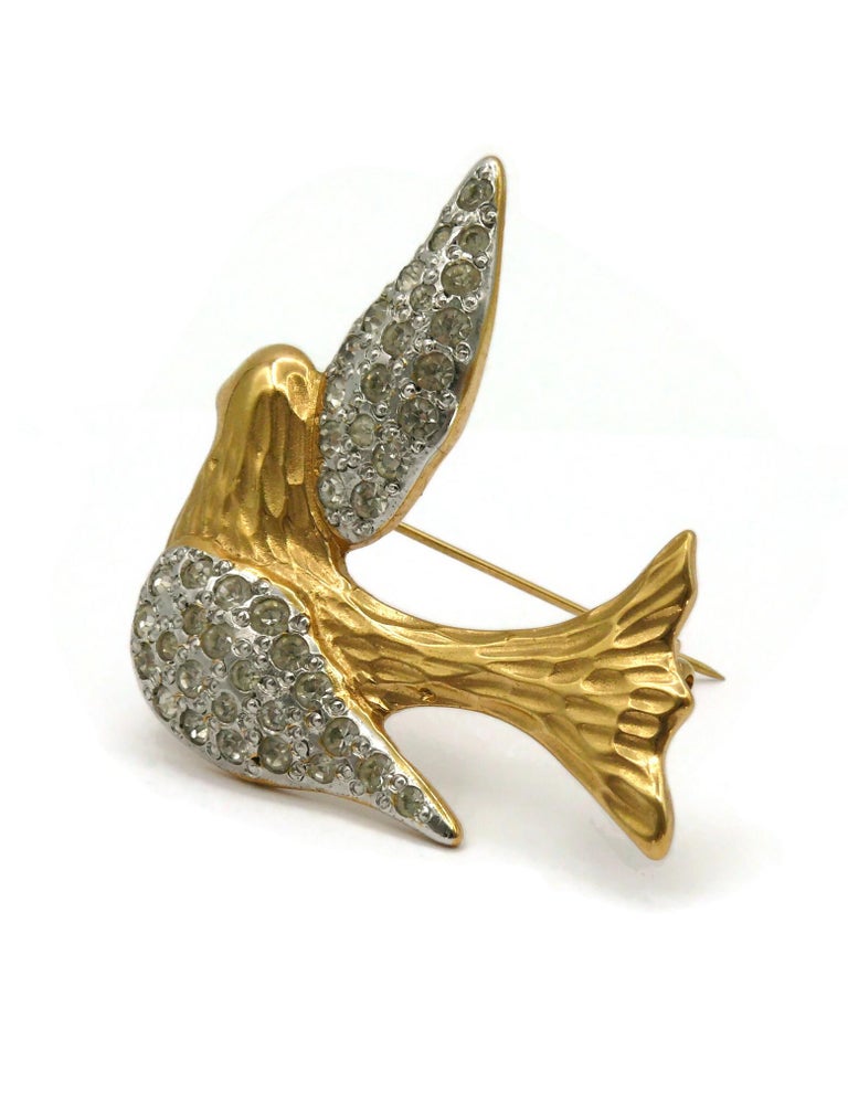 YVES SAINT LAURENT YSL Vintage Jewelled Bird Motif Brooch For Sale at ...