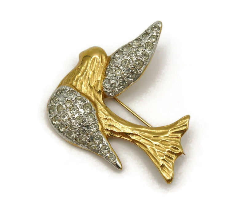 YVES SAINT LAURENT YSL Vintage Jewelled Bird Motif Brooch For Sale at ...