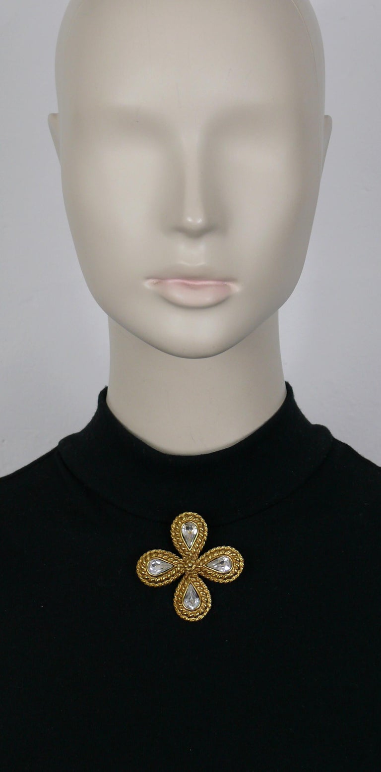 YVES SAINT LAURENT YSL Vintage Jewelled Brooch Pendant For Sale at 1stDibs