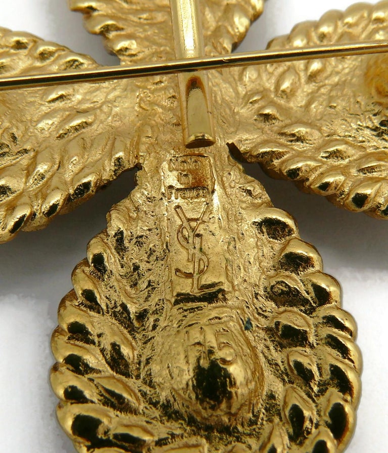 YVES SAINT LAURENT YSL Vintage Jewelled Brooch Pendant For Sale at 1stDibs