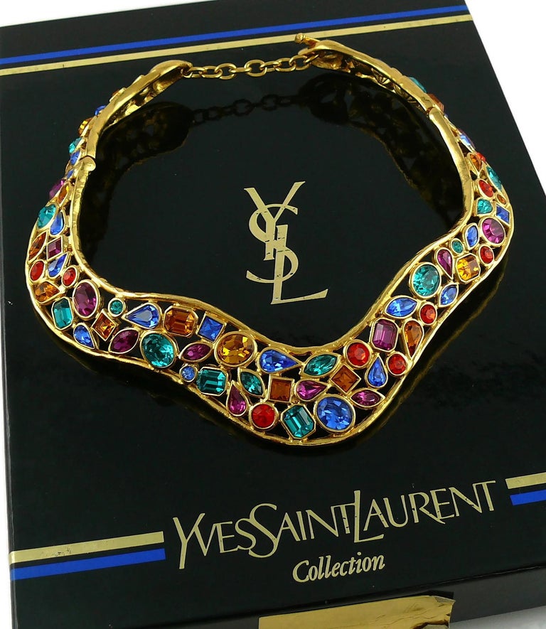 Yves Saint Laurent YSL Vintage Jewelled Choker Necklace at 1stDibs
