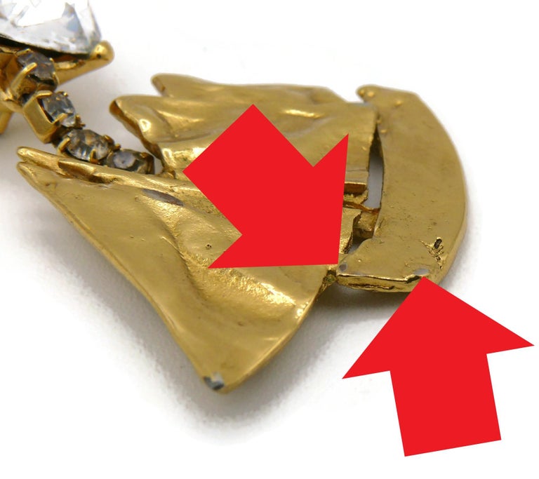 Yves Saint Laurent YSL Vintage Jewelled Sailboat Dangling Earrings For ...