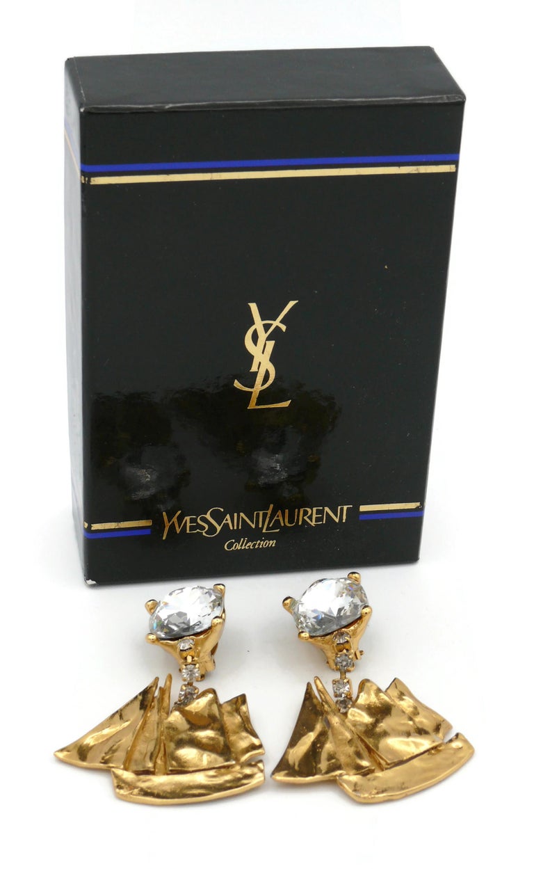 Yves Saint Laurent YSL Vintage Jewelled Sailboat Dangling Earrings For ...