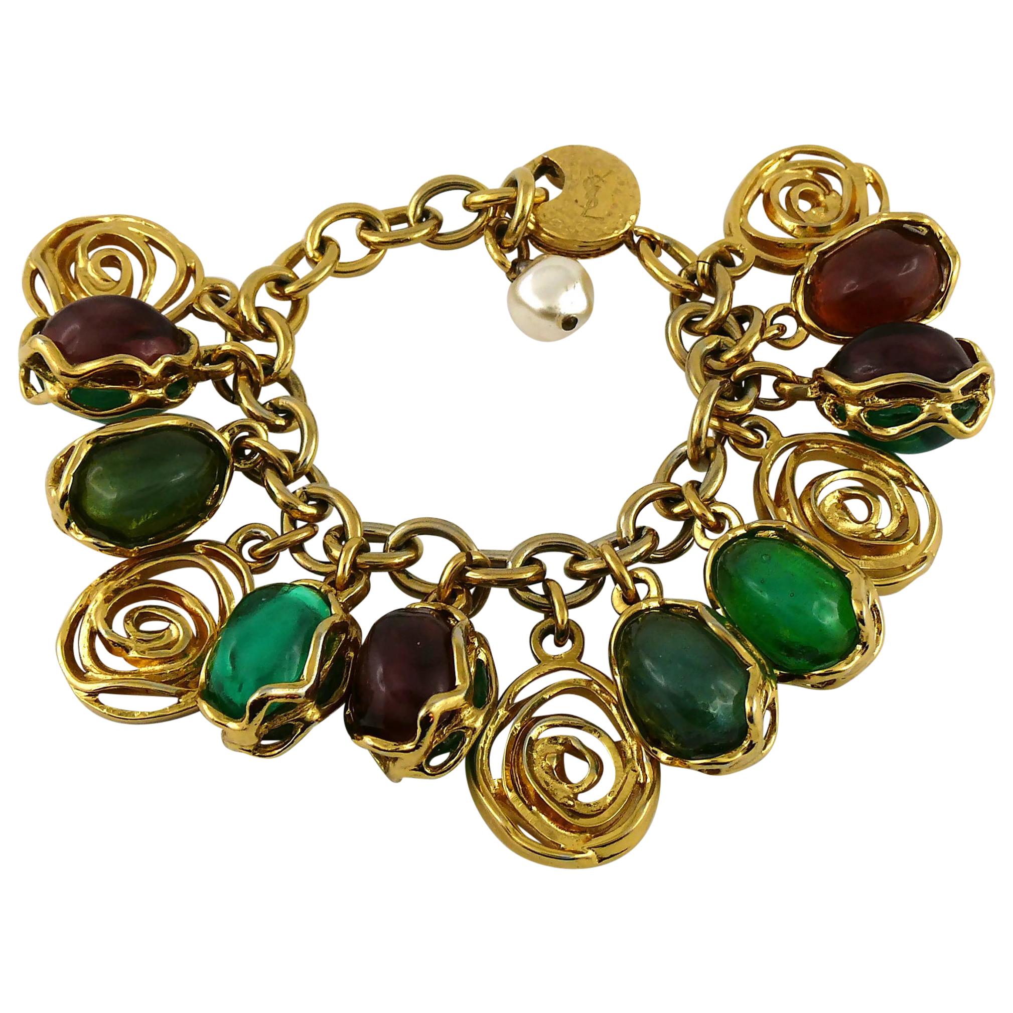 Yves Saint Laurent YSL Vintage Multicolor Charm Bracelet at 1stDibs